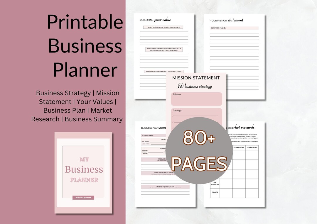 Printable Business Plan Undated Digital Business Plan Organizer for ...