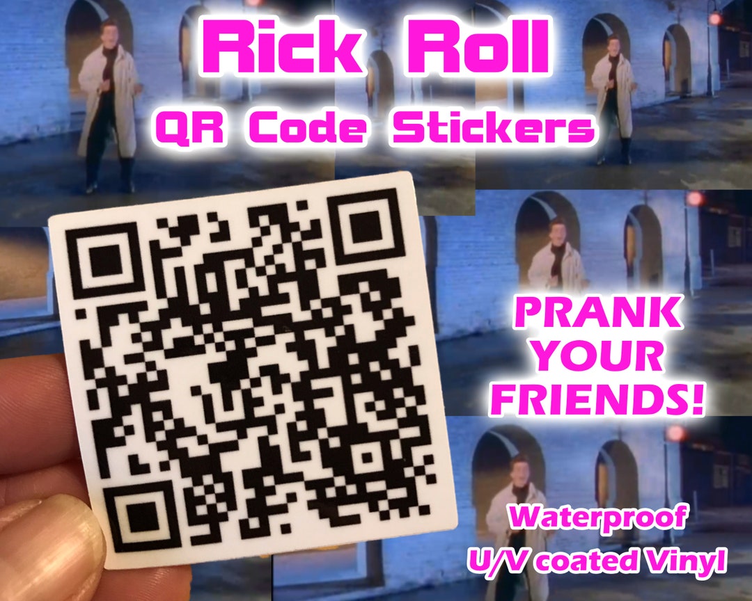 Rick Roll QR Code Sticker 2 X 2 Inch Waterproof Vinyl for Car, Laptop ...