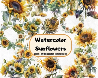 Watercolor Sunflowers PNG Format Clipart, Autumn and Fall Sunflower ...