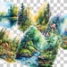Watercolor Forest Clipart Digital Graphics Forest Landscape - Etsy