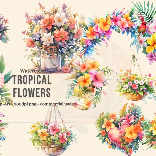 Watercolor Hibiscus - Etsy