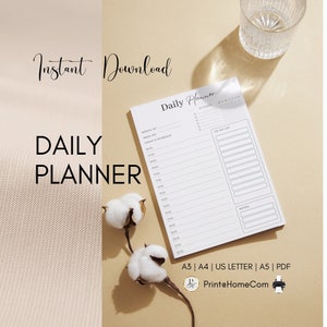 Daily Planner | Printable Planner | A3 A4 US Letter A5 PDF | Minimalist ...