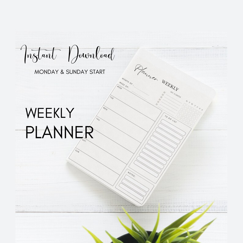 Weekly Planner Printable Minimalist Weekly Schedule A3 A4 US Letter A5 ...