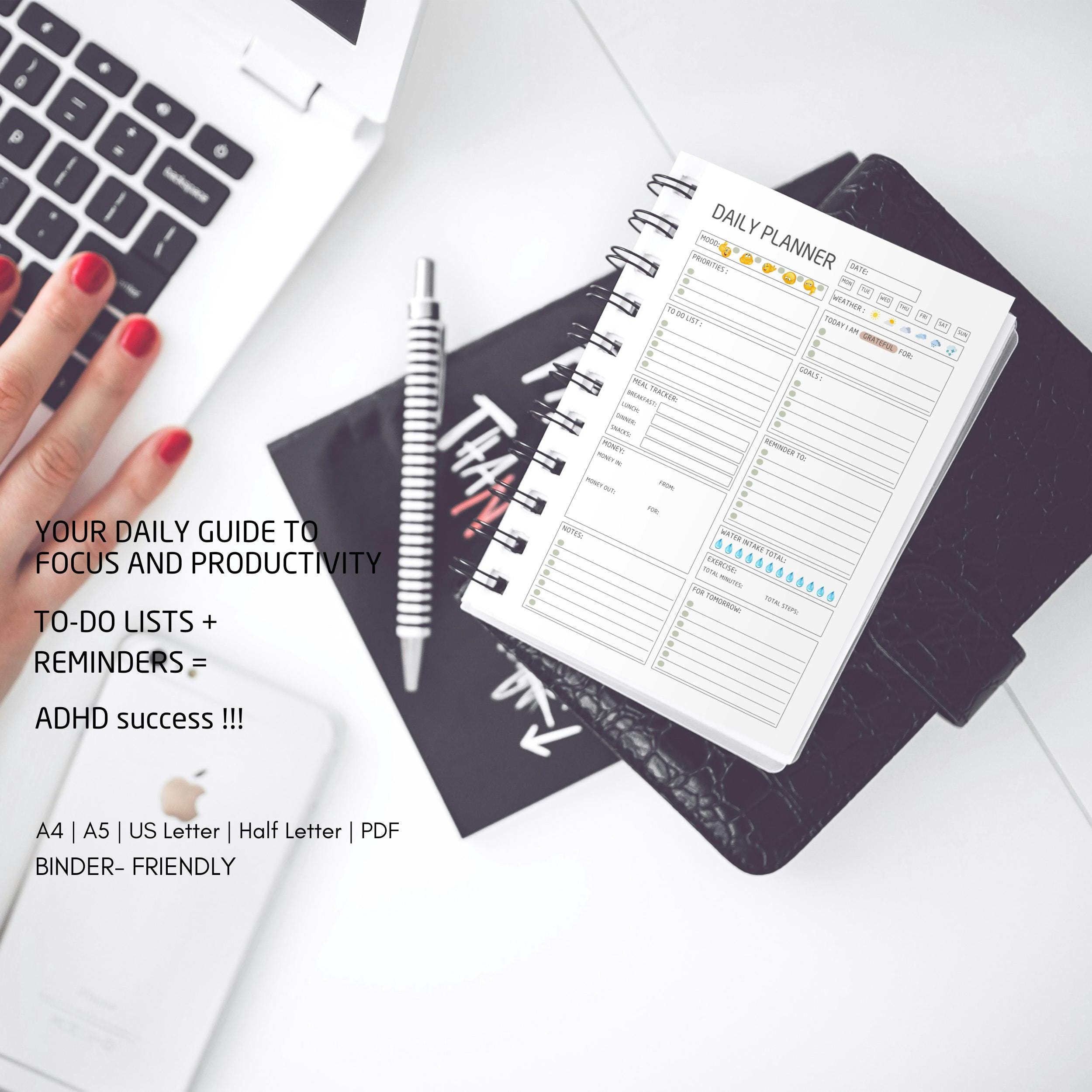 ADHD Planner | Digital Download | Minimalist | to Do List | Meal ...