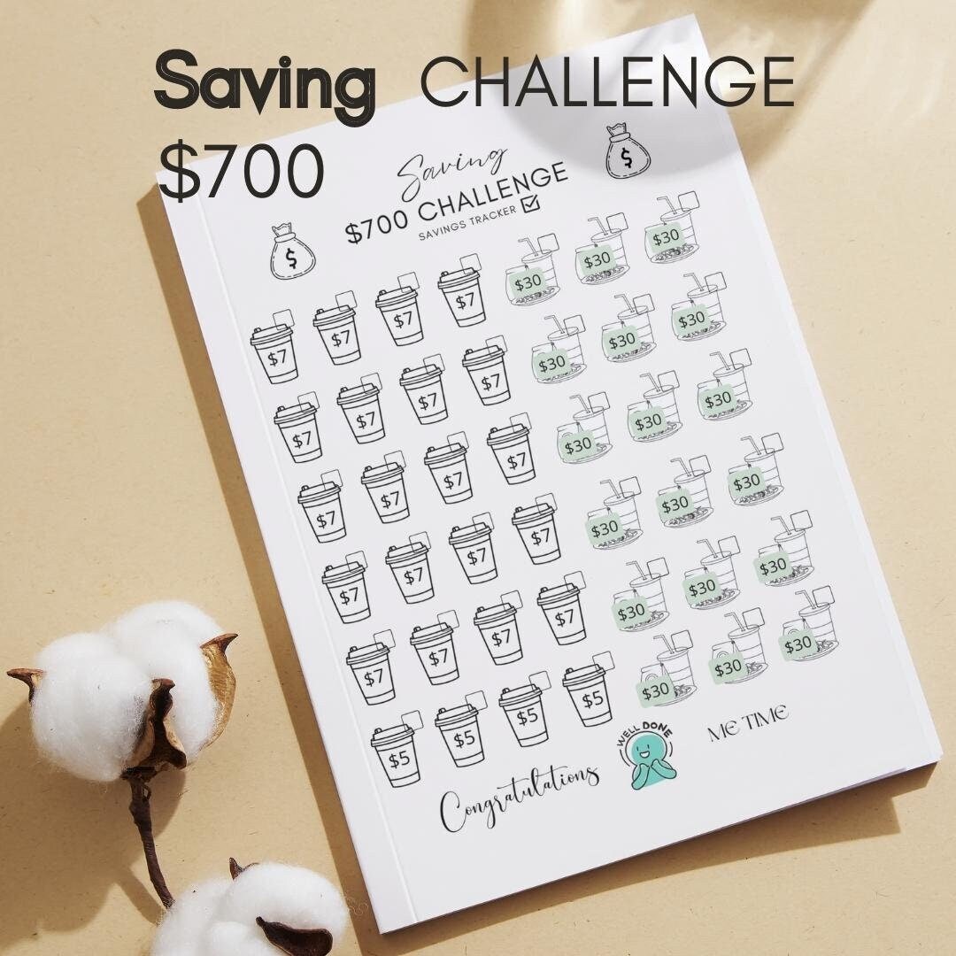 Savings Challenge Printable | 700 Dollar Saving Challenge | A5 , A6 ...