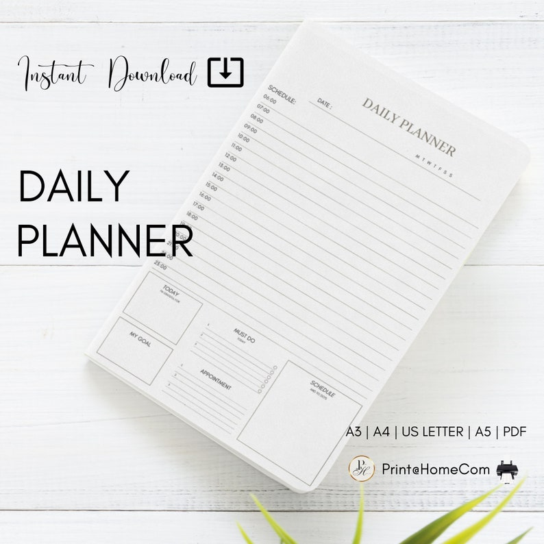 Daily Planner | Printable Planner | Minimalist | Planner Inserts ...