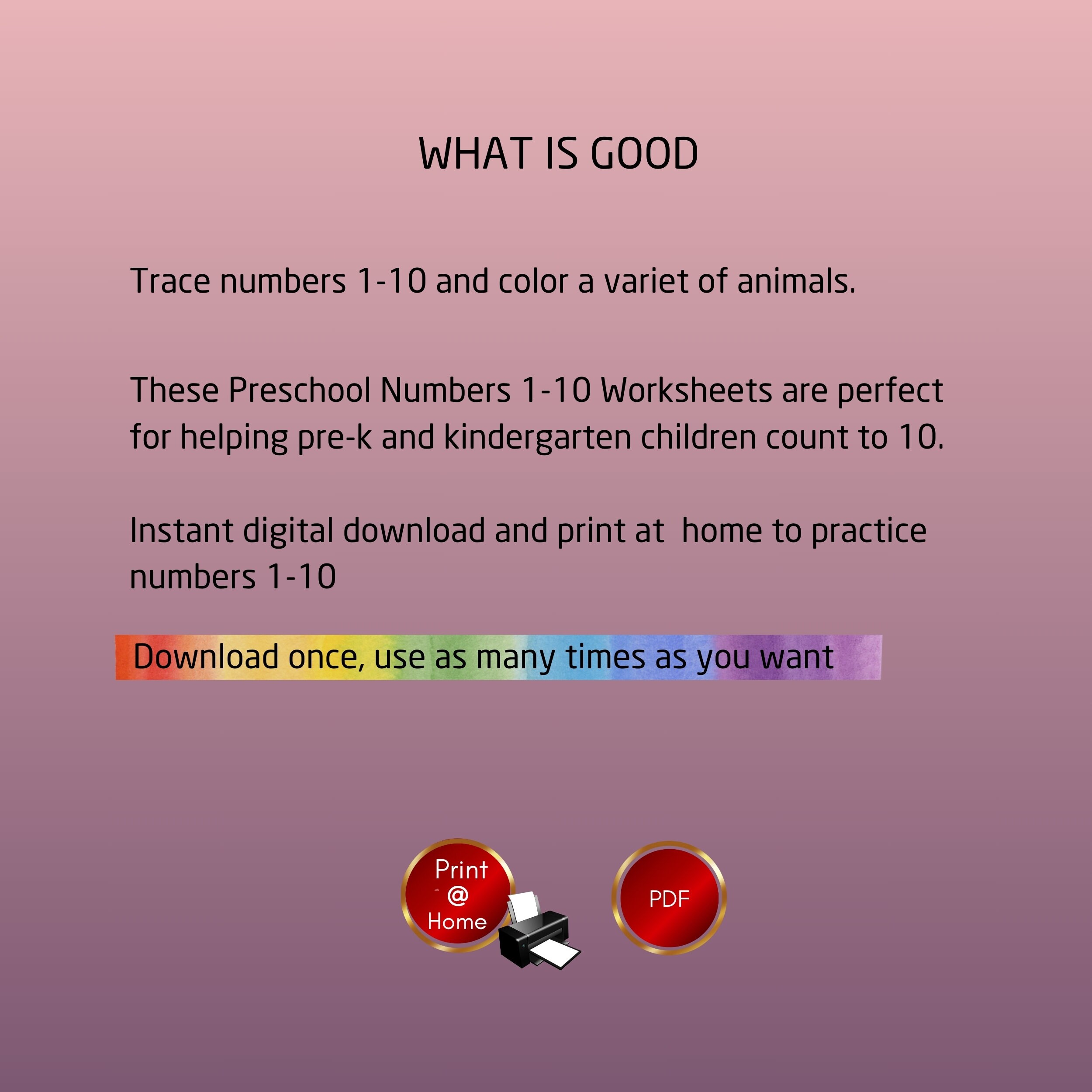 Number 1-10 Tracing & Coloring Worksheets | Preschool Handwriting ...