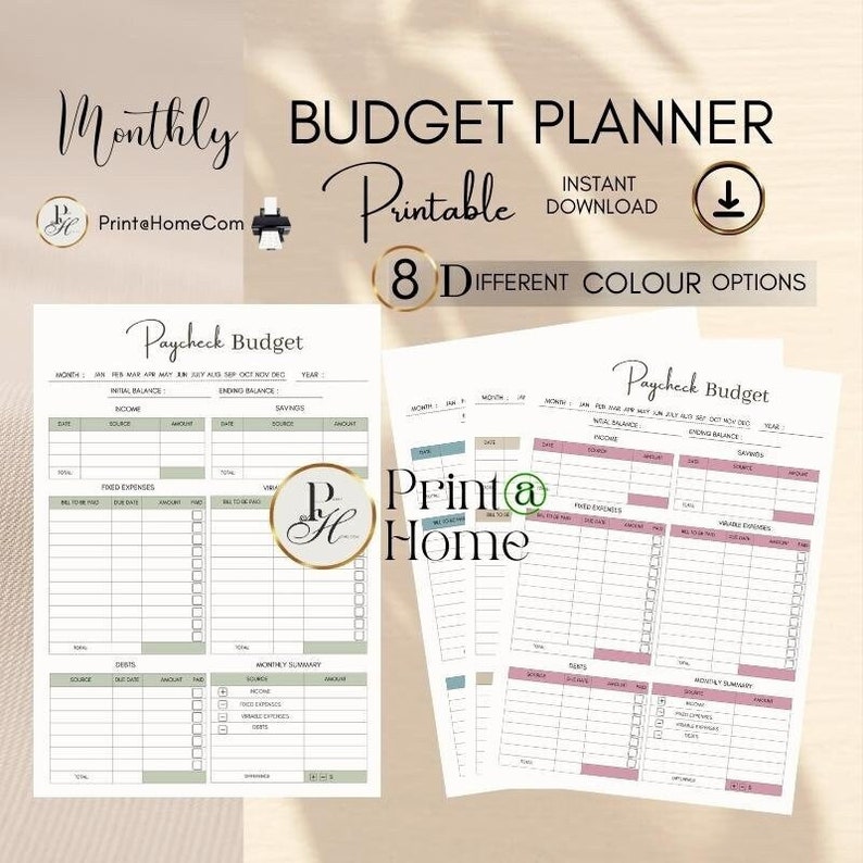 Paycheck Budget Planner – Printable Personal Finance Organizer (PDF) - Etsy
