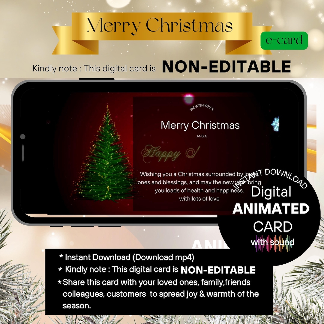 Merry Christmas Digital Ecard | Instant Download | Non-editable ...