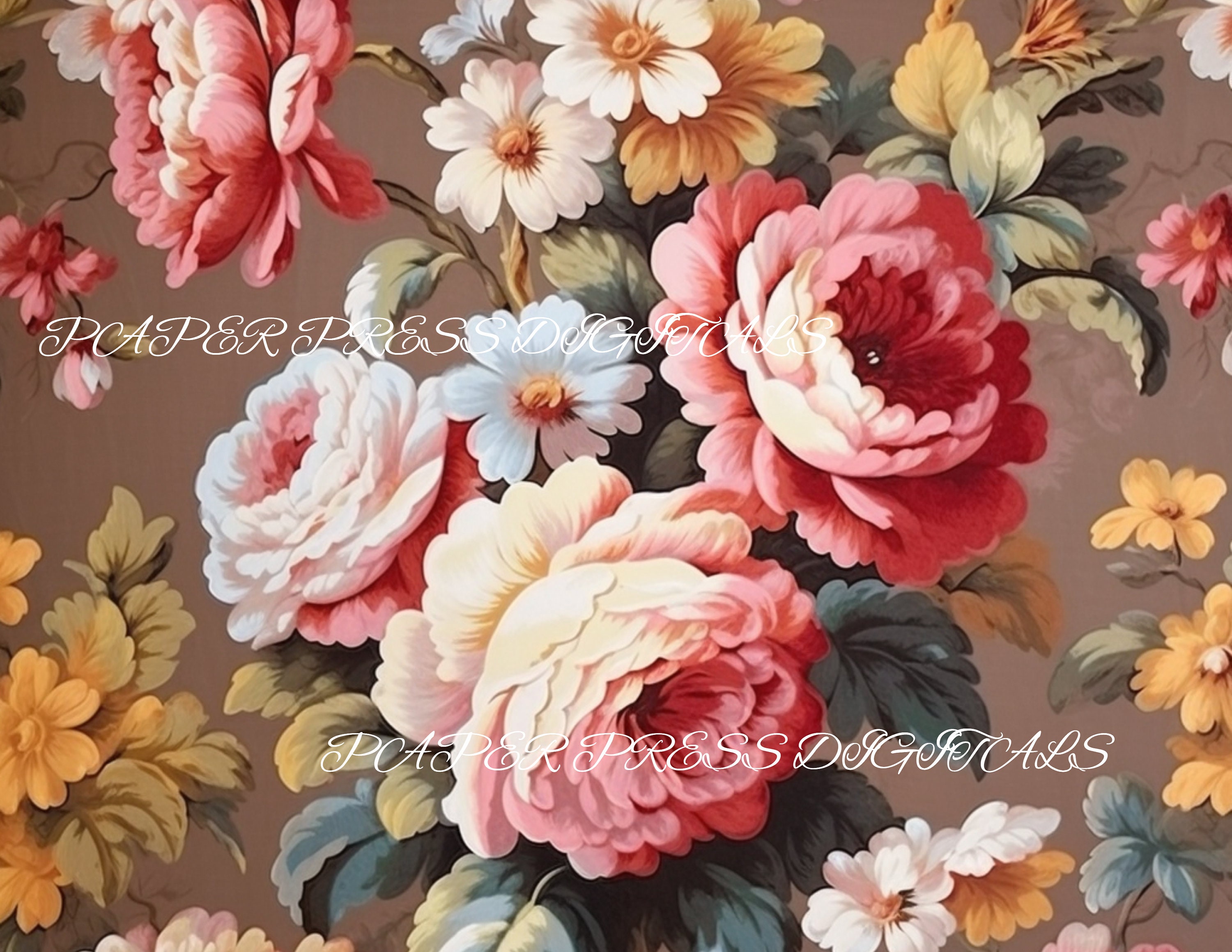 Vintage French Shabby Chic ROSE Wallpaper Digital Art Paper, Shabby ...