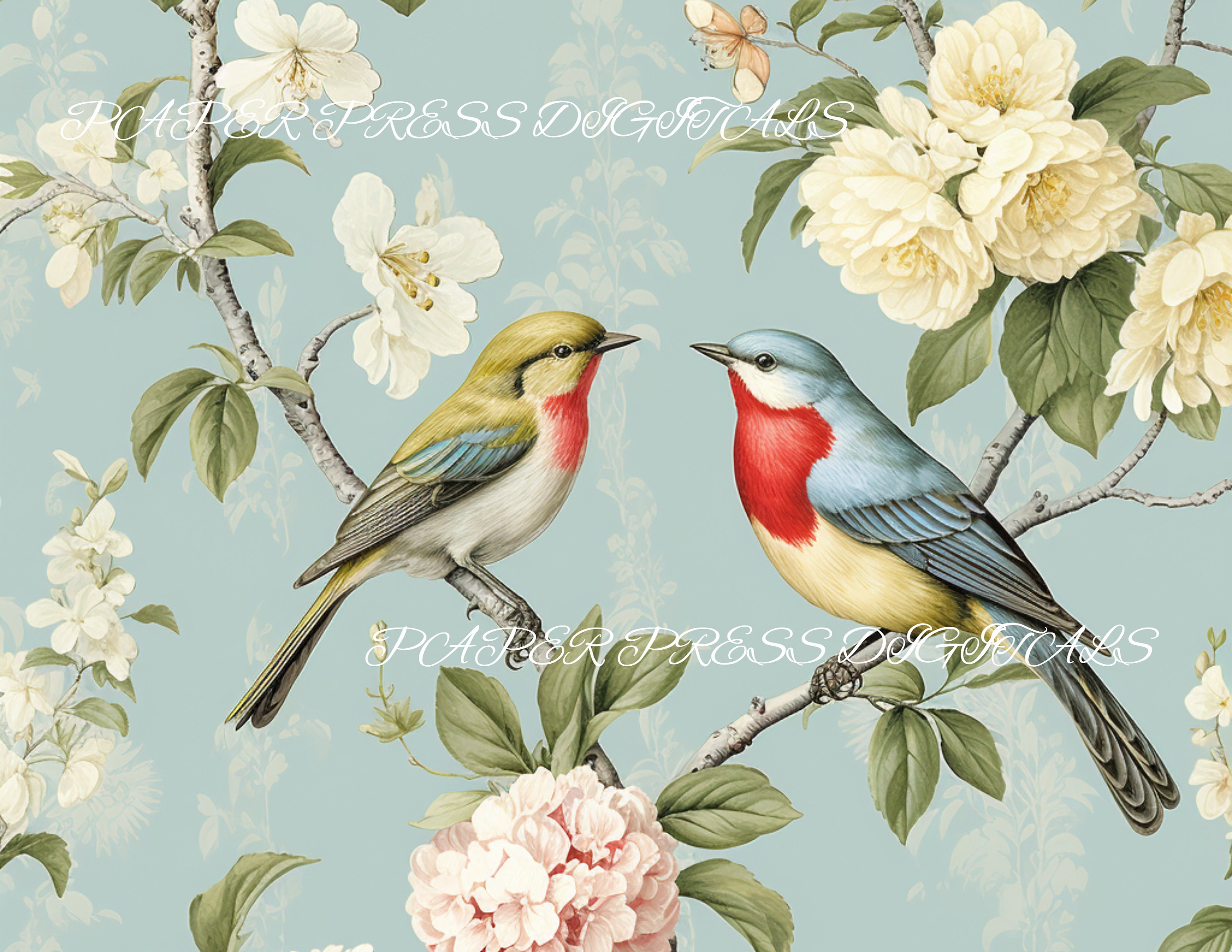 Shabby Chic Joy in the Garden 1, Paper Pack, Digital Art Paper, Paper ...