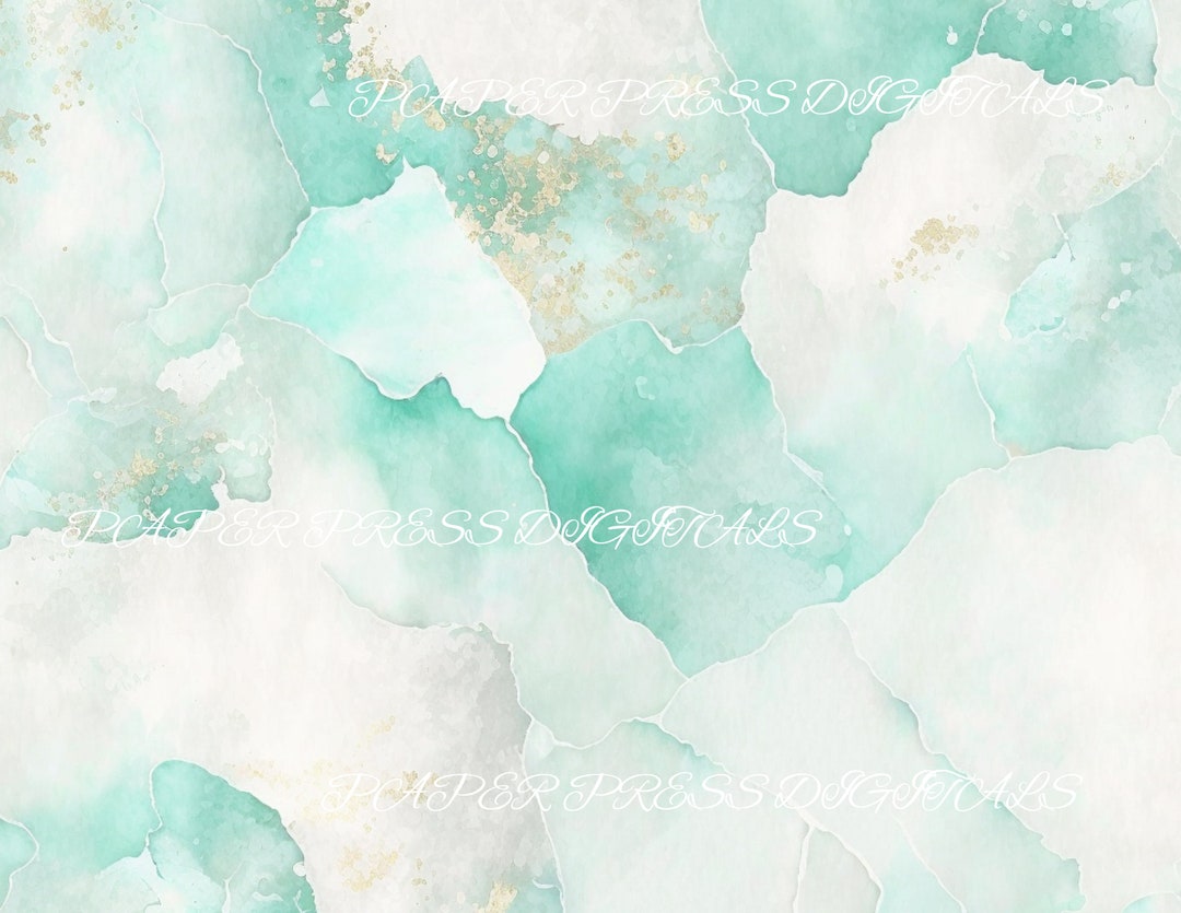 Teal Watercolor Ink Paper Pack, Digital Art Paper, Shabby Chic Paper ...