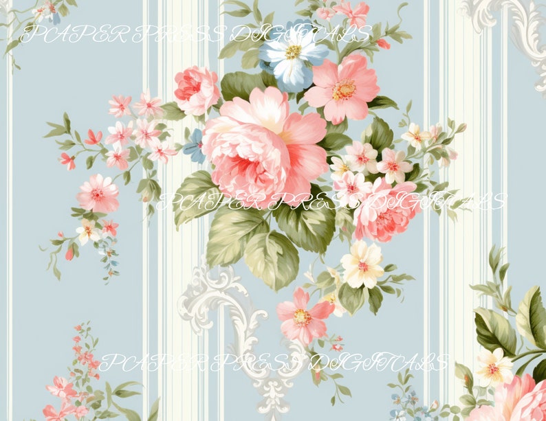 Country Cottage Vintage Wallpaper 1 ,paper Pack, Digital Art Paper ...