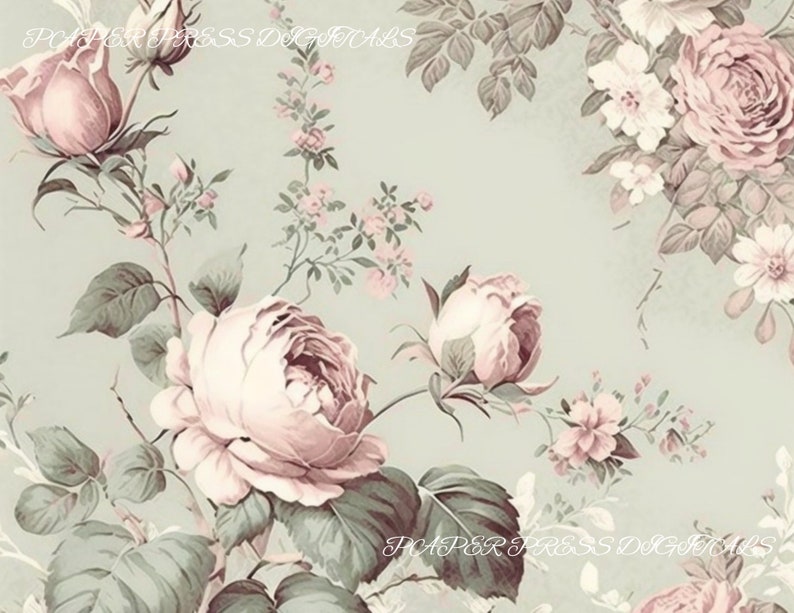 Vintage Rose Journal Pages Digital Download, Printable Junk Journal ...