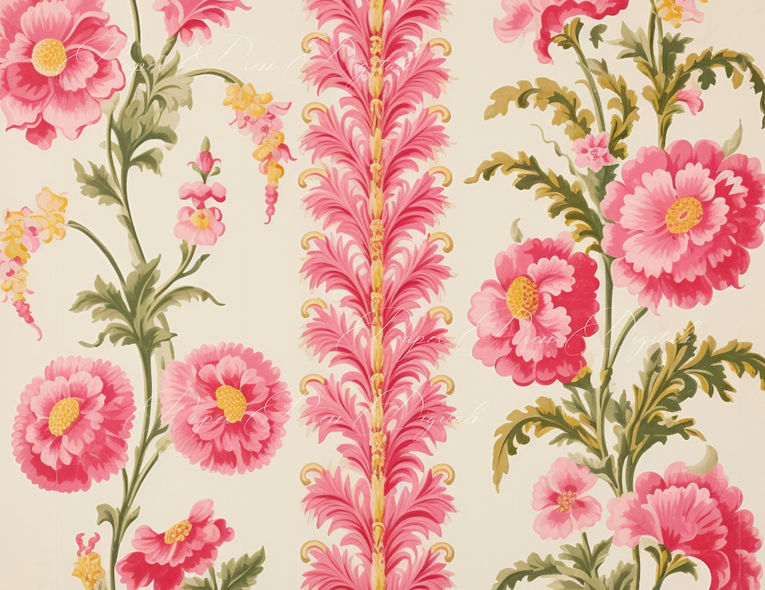 Pretty in Pink VINTAGE WALLPAPER Journal Kit, Shabby Chic Vintage Paper ...