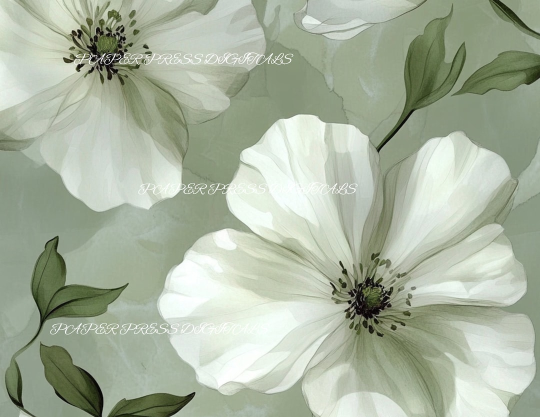 Beautiful Sage Green Floral Wallpaper Journal Pages. - Etsy