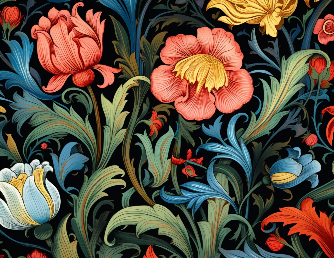 William Morris Floral Digital Paper Pack, Vintage Wallpaper Printable ...