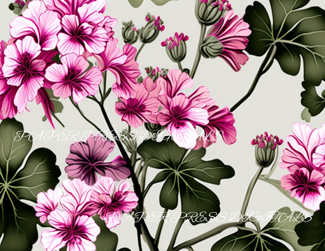 Beautiful Trailing Geraniums, Junk Journal Pages, Kit , Digital ...