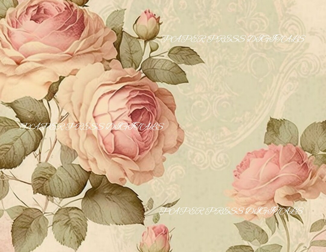 Shabby Chic Vintage Rose Journal Pages, Junk Journal Pages, Art Pages ...