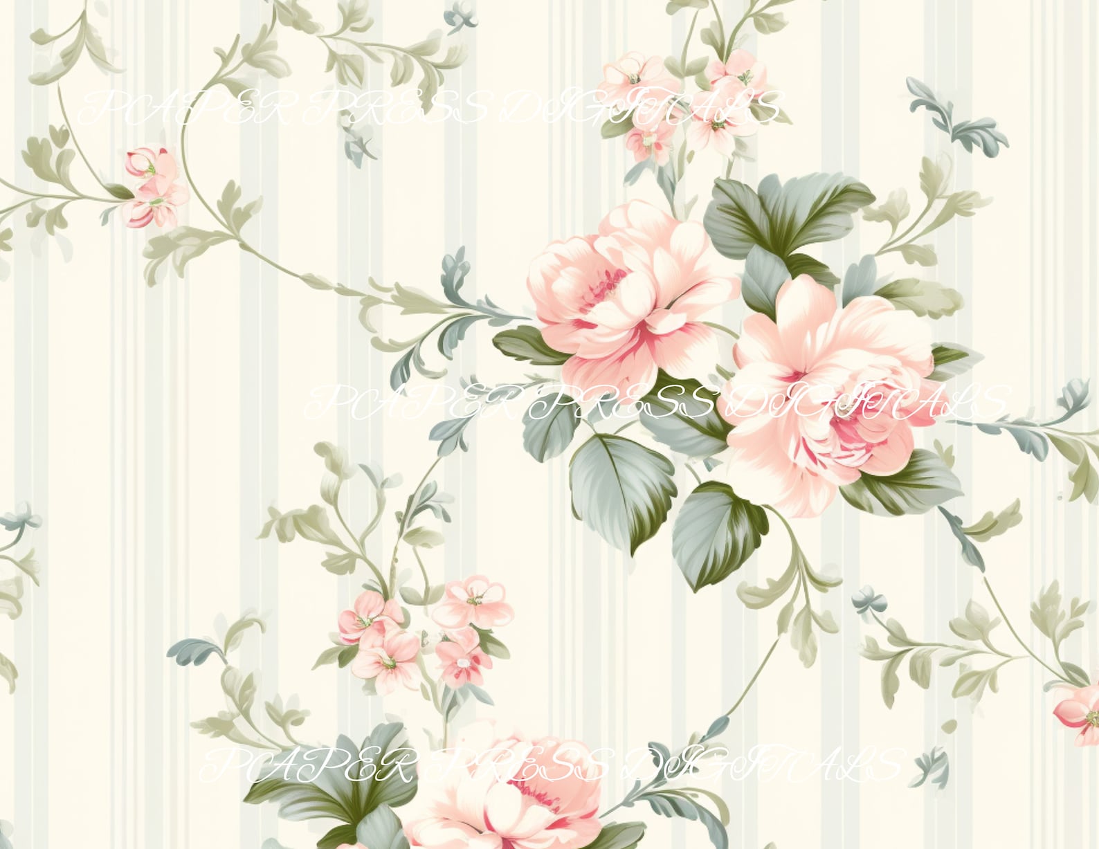 Country Cottage Floral Digital Paper Pack, Shabby Chic Printable ...