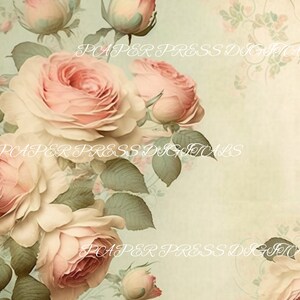 Shabby Chic Vintage Rose Journal Pages, Junk Journal Pages, Art Pages ...