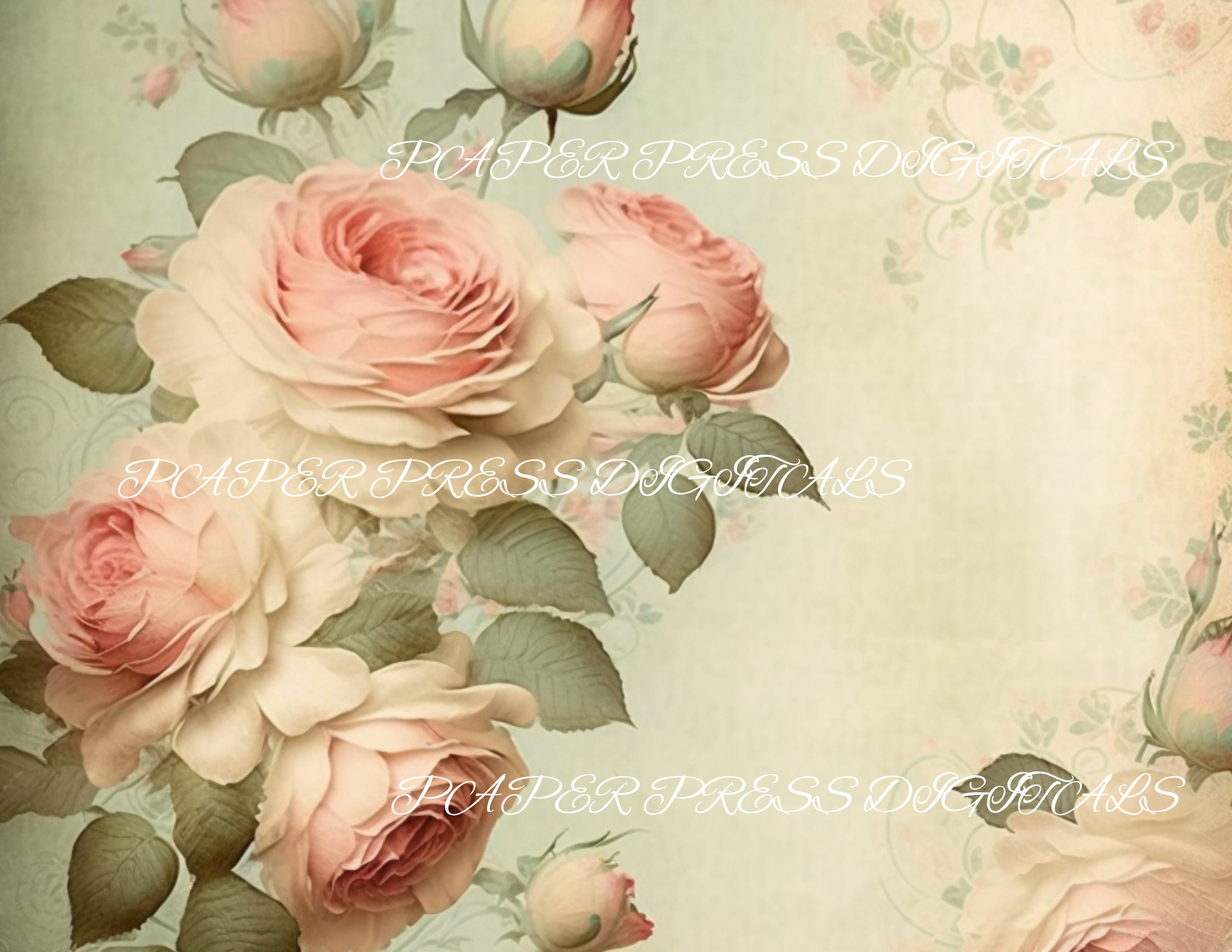 Shabby Chic Vintage Rose Journal Pages, Junk Journal Pages, Art Pages ...