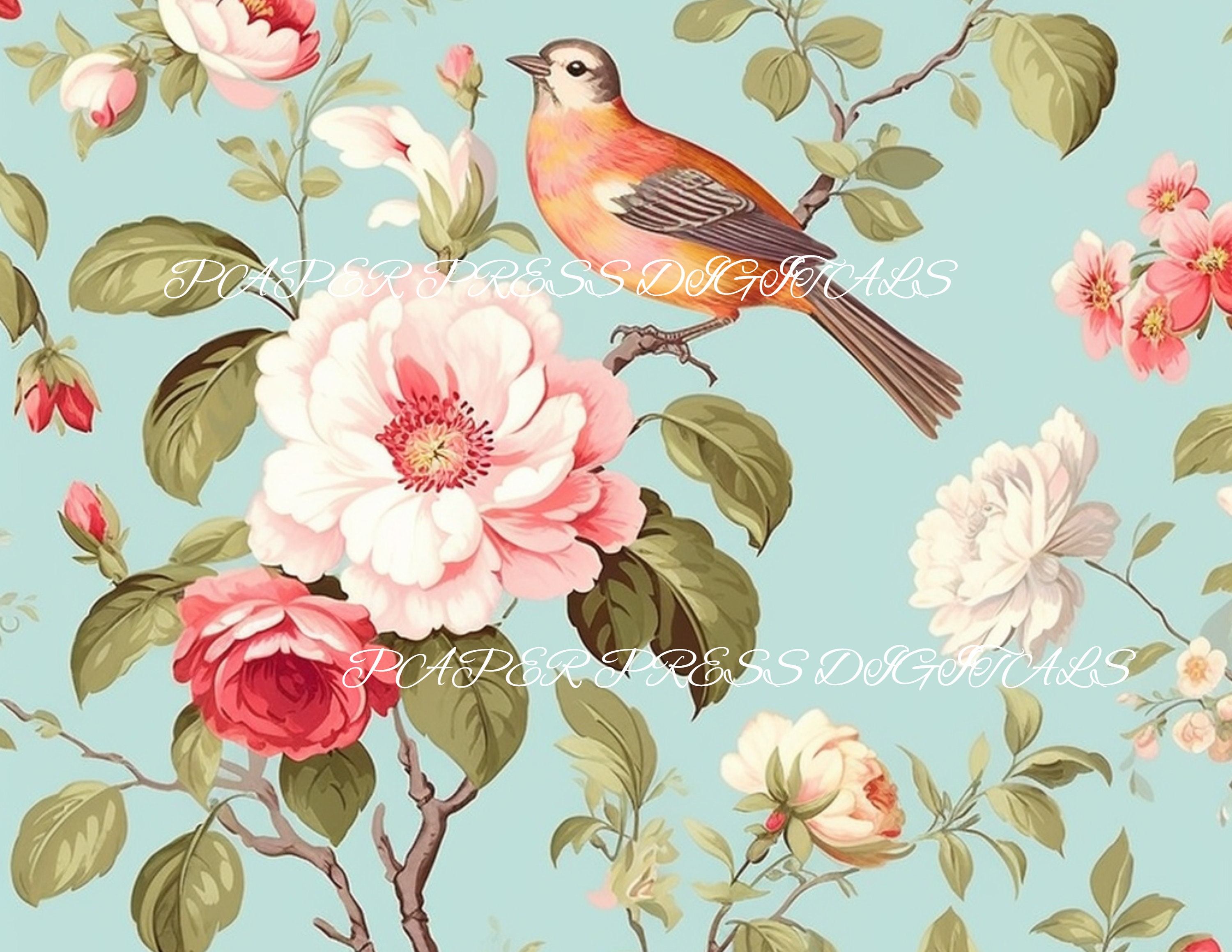 Shabby Chic Joy in the Garden 1, Paper Pack, Digital Art Paper, Paper ...