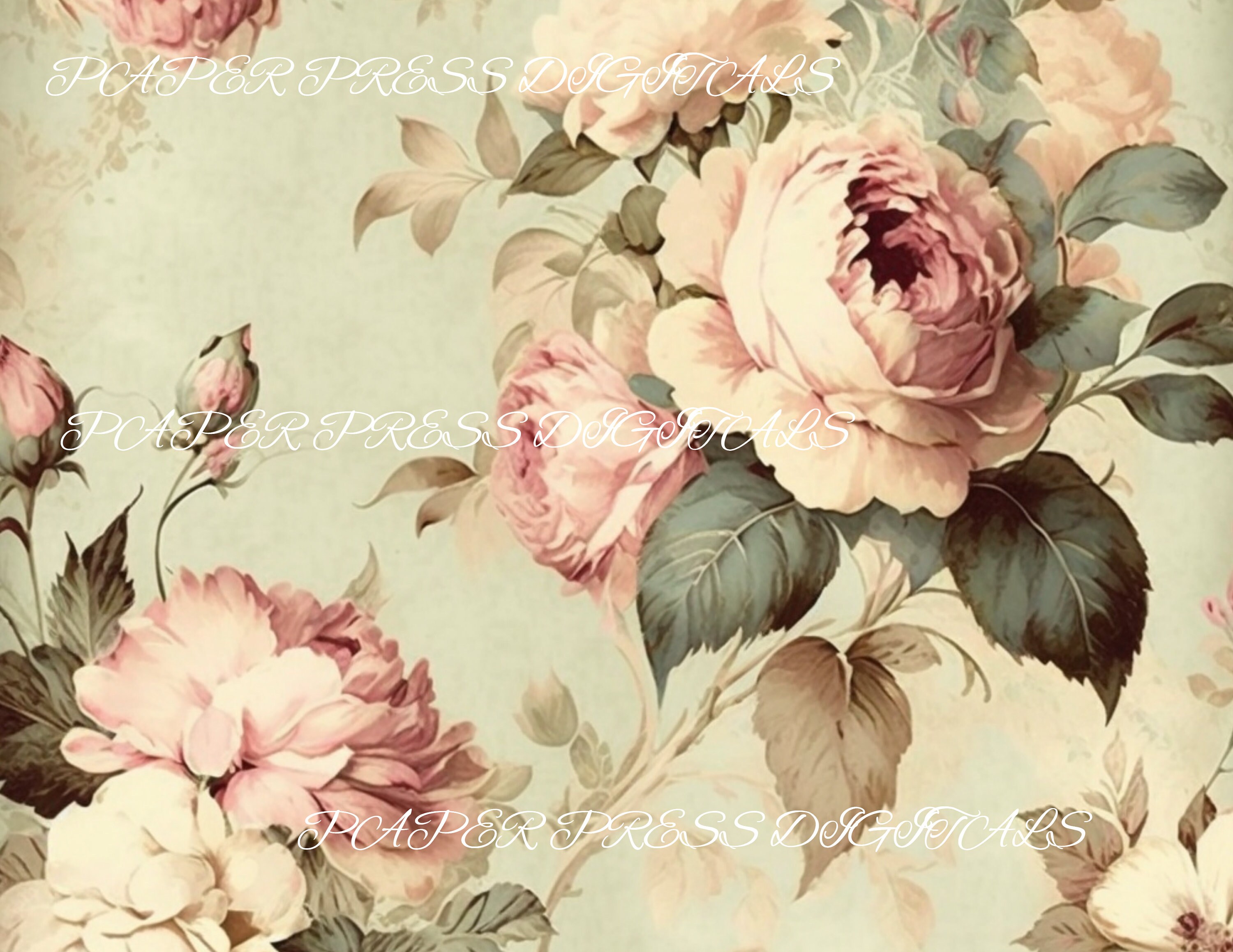 Shabby Chic Vintage Rose Journal Pages, Junk Journal Pages, Art Pages ...