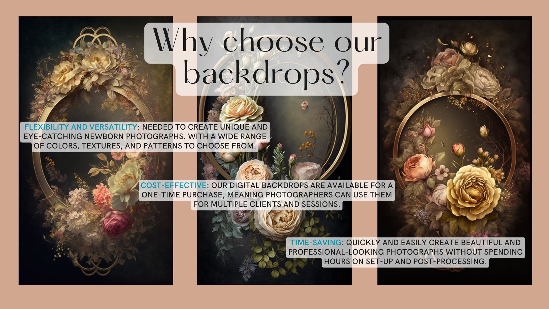 Newborn Digital Backdrop, Background for Baby Photography, Floral ...