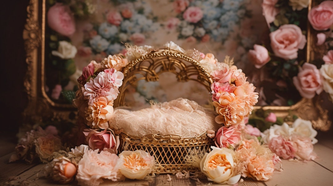 Newborn Digital Backdrop, Background for Baby Photography, Floral ...