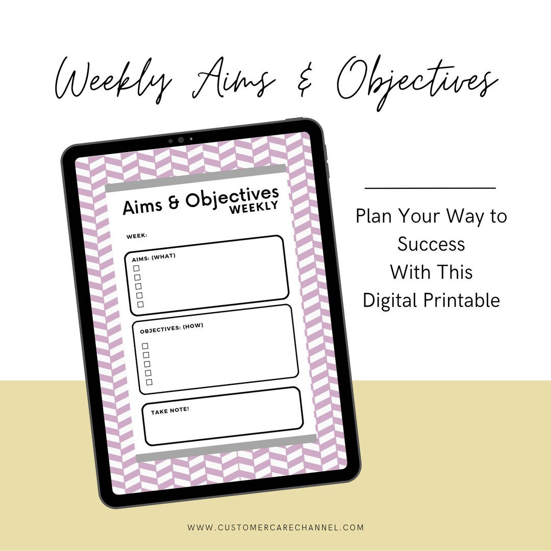 A4 Weekly Goals & Objectives Planner Printable Instant Download Weekly ...
