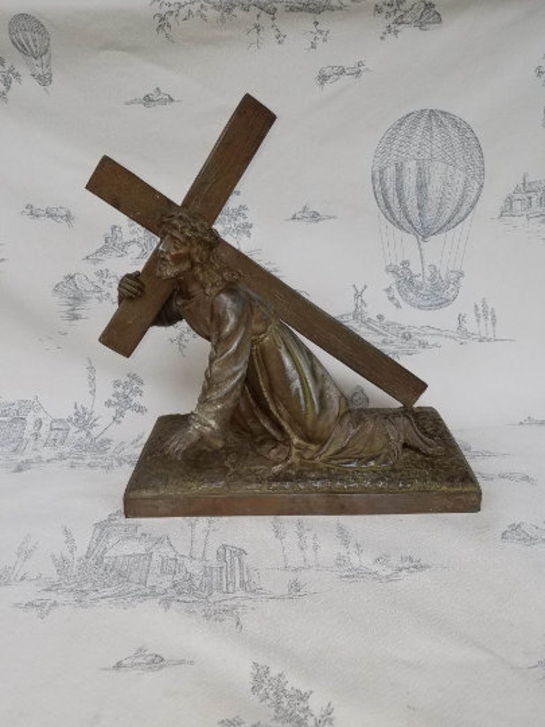 Large Antique French Jesus Carrying the Cross on the Road to Golgothe ...