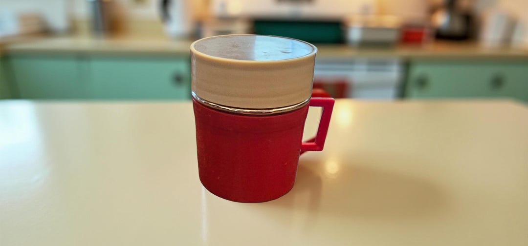 Italian Vintage 1970s Espresso Coffee Glass and Plastic Thermos Mug/cup ...