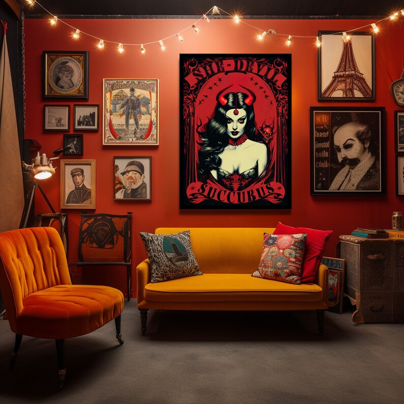 PRINTABLE She-devil Succubus | Sexy Demon | Circus Posters | Freak Show ...