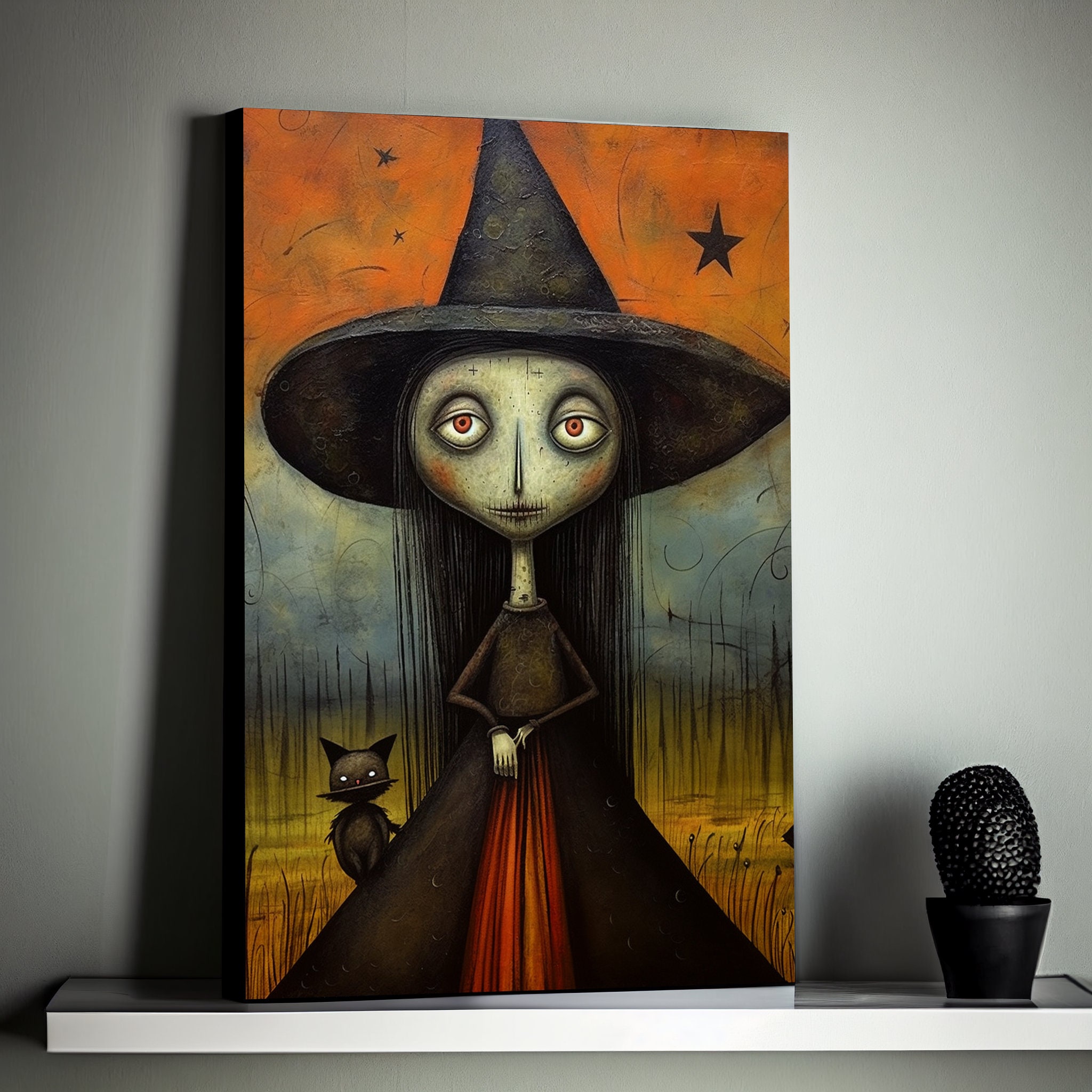 PRINTABLE Witch Folk Art V2 Halloween Folk Art Autumn - Etsy
