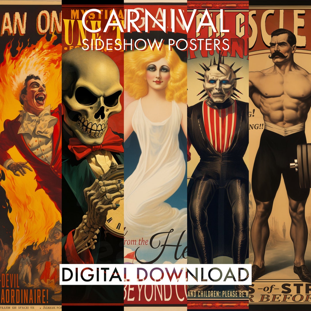 PRINTABLE Carnival Sideshow Poster Gallery Set V4 | Circus Posters ...
