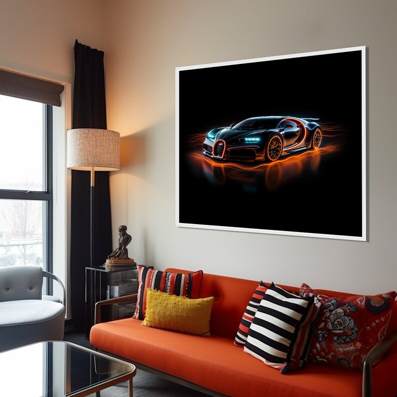 PRINTABLE Neon Bugatti V2 Digital Download Neon Art Neon Bugatti Car ...