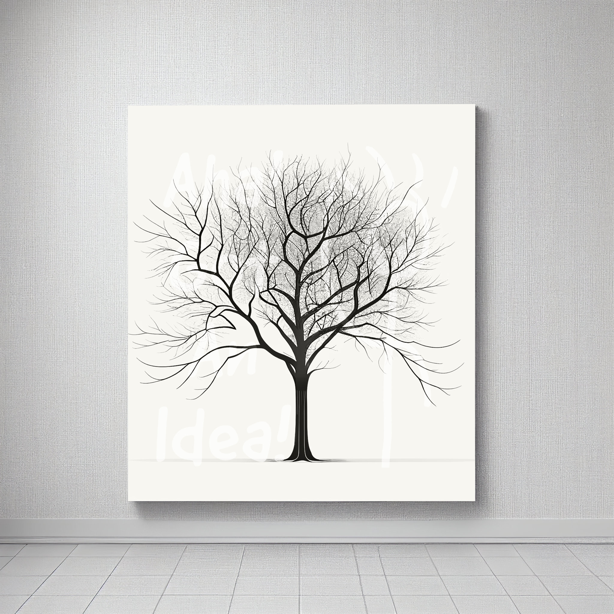 Simple Black Tree | Tree Art | Bare Tree Art | Tree Print | Living Room ...