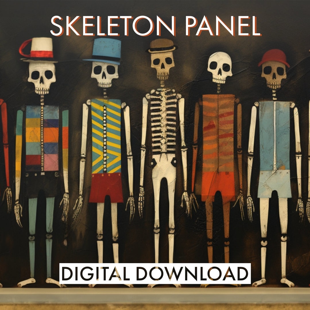 PRINTABLE Skeleton Panel | Narrow Art | Skeleton Print | Skeleton Art ...