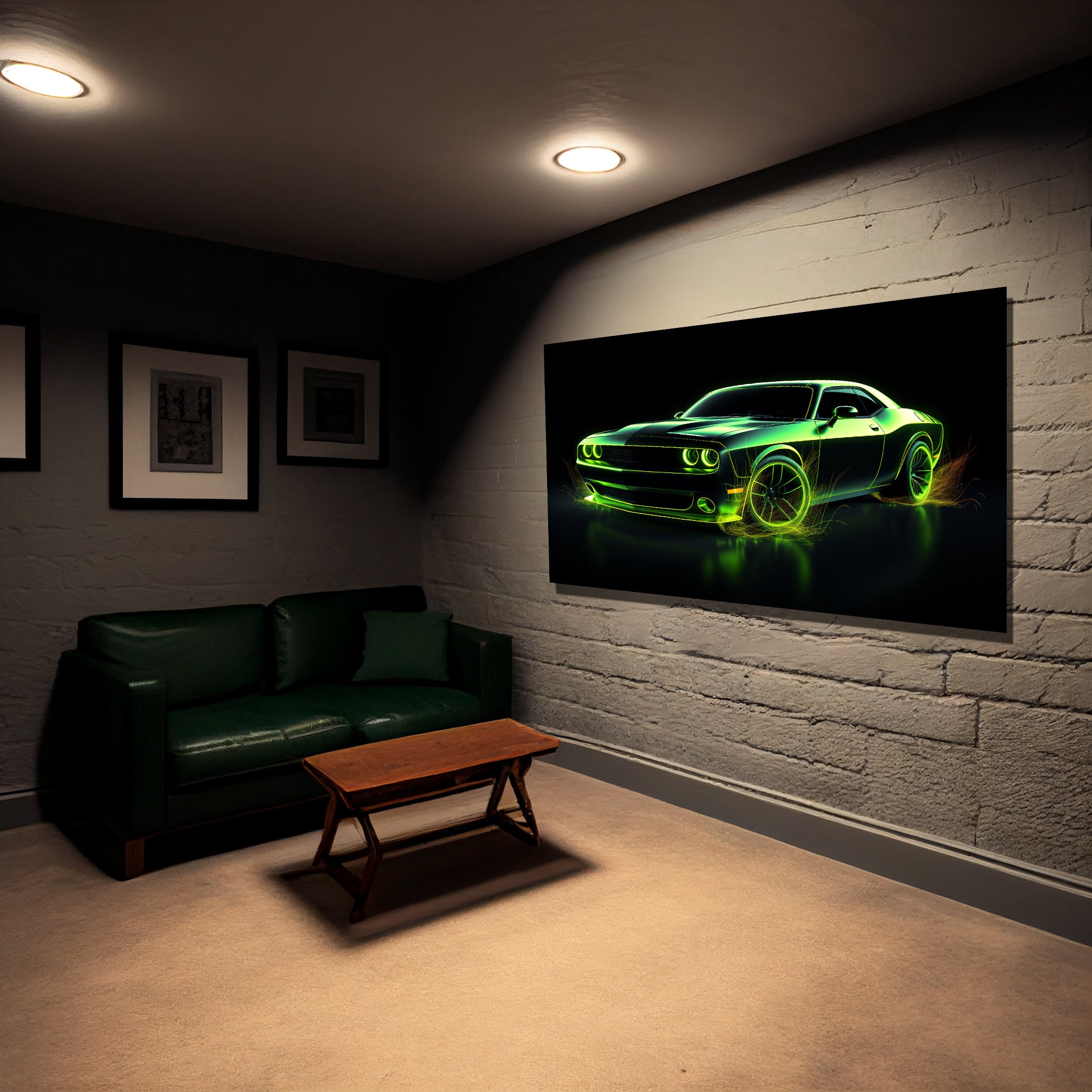 PRINTABLE 2 Set Neon Dodge Challenger Digital Download | Neon Prints ...
