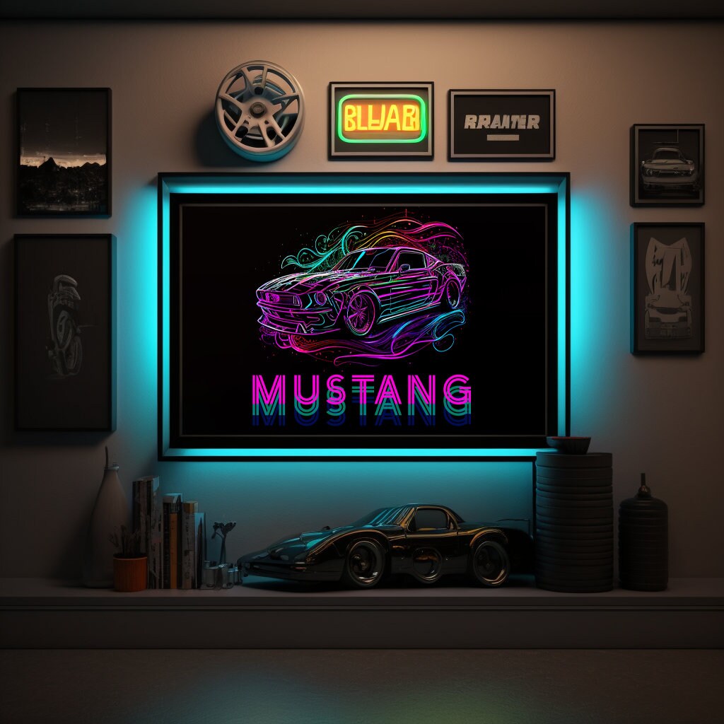 PRINTABLE Neon Ford Mustang Digital Download Neon Prints - Etsy