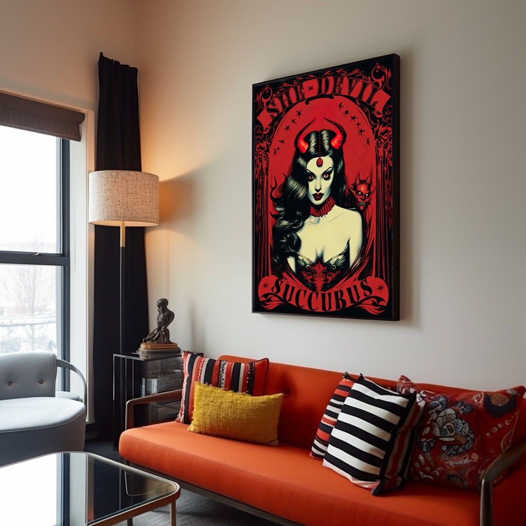 PRINTABLE She-devil Succubus | Sexy Demon | Circus Posters | Freak Show ...
