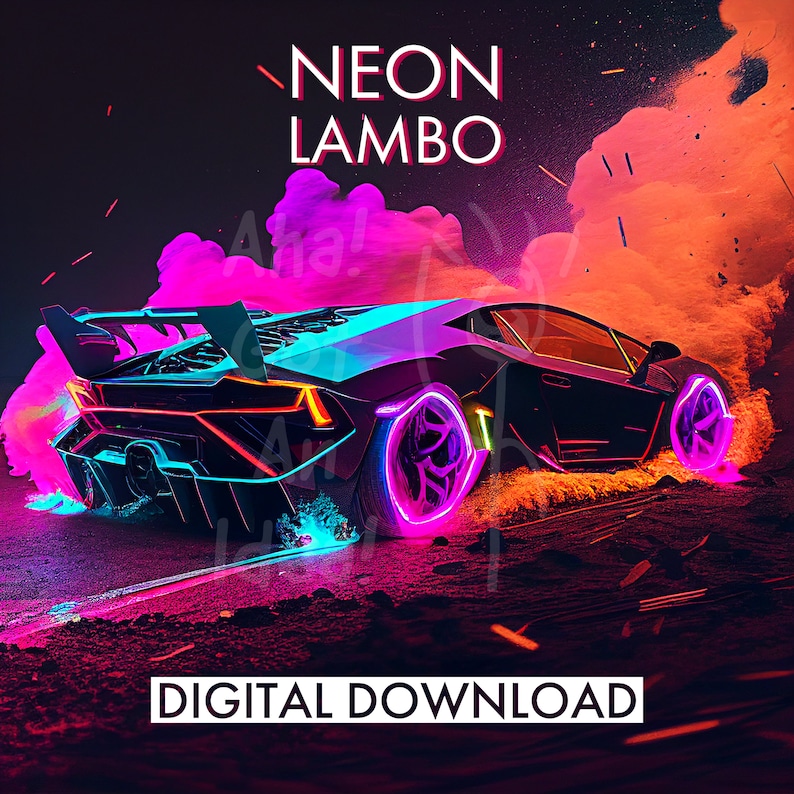 PRINTABLE Neon Lamborghini V2 Digital Download | Neon Prints | Neon ...