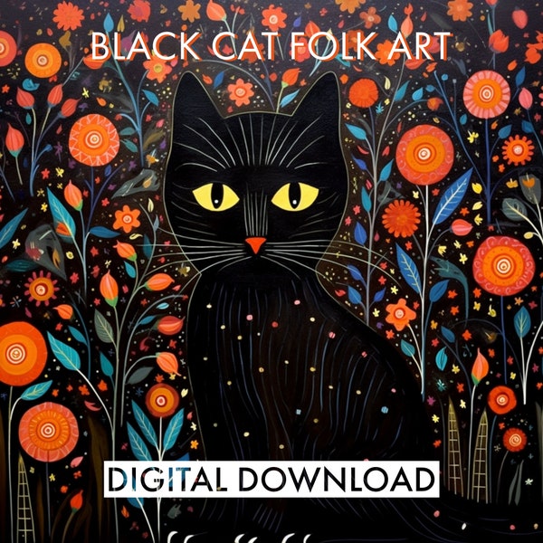 Cat Folk Art - Etsy