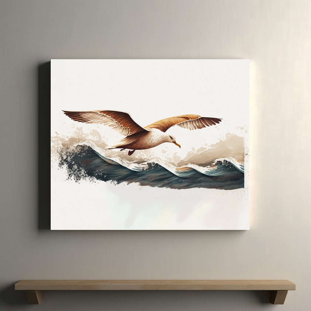 PRINTABLE Seagull Over Ocean | Digital Download | Seagull Art | Bird ...