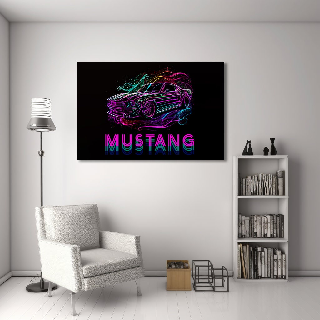 PRINTABLE Neon Ford Mustang Digital Download Neon Prints - Etsy