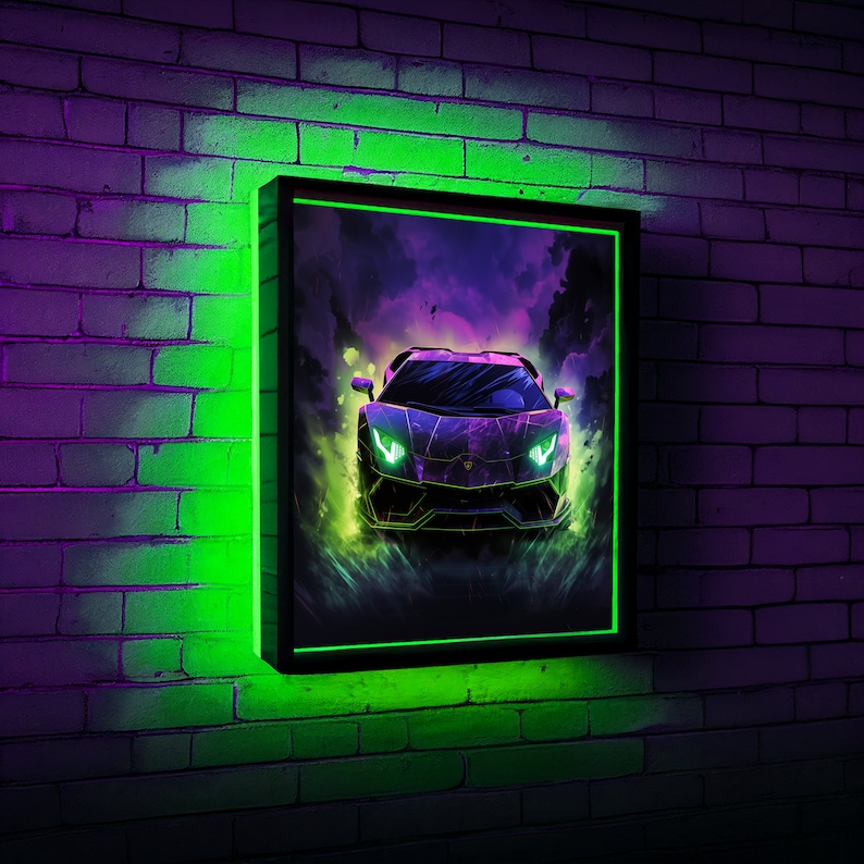 PRINTABLE Neon Lamborghini Digital Download Neon Prints Neon Lambo ...