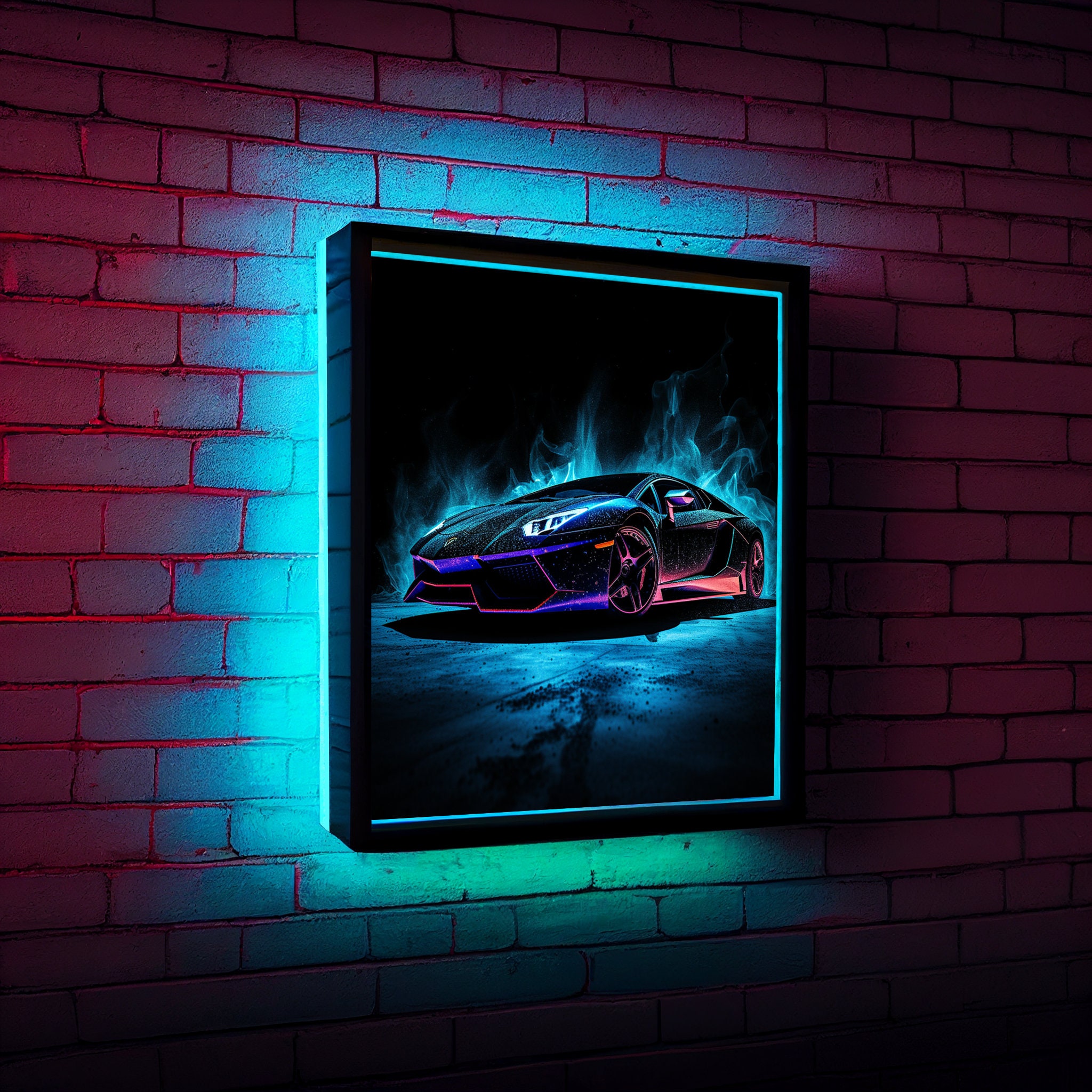 PRINTABLE Blue Lamborghini Digital Download | Neon Prints | Neon Lambo ...