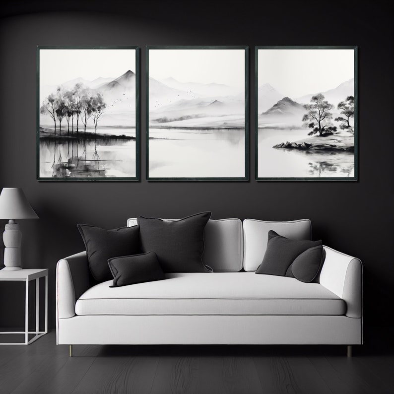 PRINTABLE Mountain Landscape Wall Art | Gallery Set | Mountain Mural ...