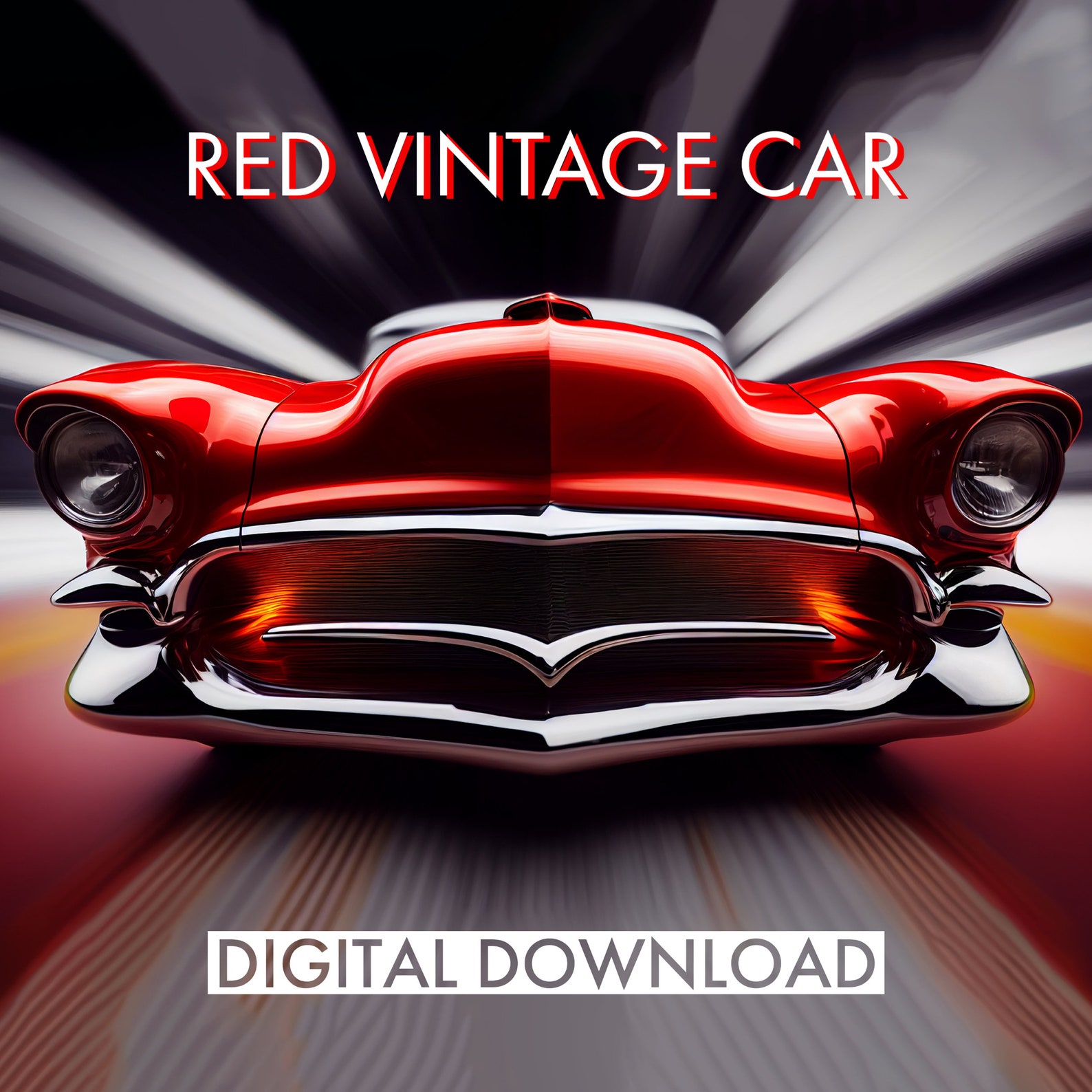 Classic Red Car | Classic Car Wall Art | Vintage Car | Child's Bedroom ...